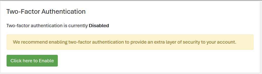 Setting up Two Factor Authentication